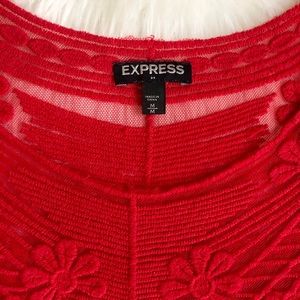 Express | Tops | Express Red Sheer Lace Crop Top M | Poshmark